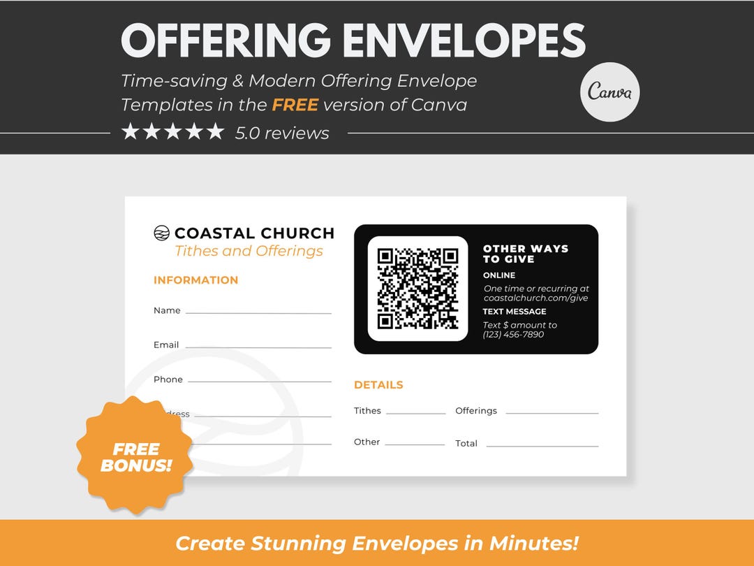 Tithe Envelope Template for Church Canva Template Church Templates ...