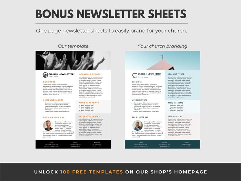 26 Page Church Newsletter Booklet for Canva, Church Newsletter Sheets ...