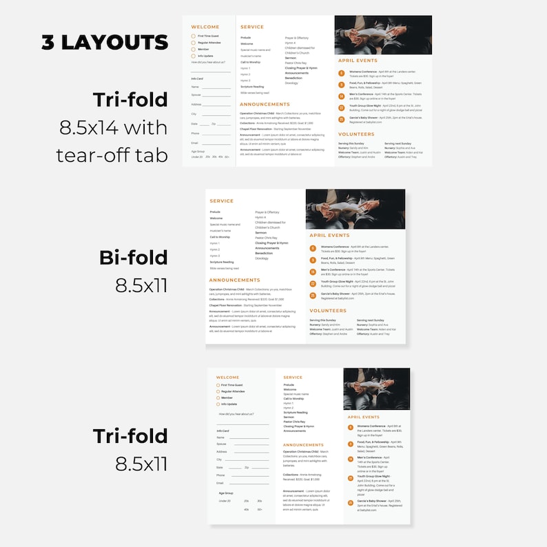 Modern Church Bulletin Bundle Canva Church Templates Editable Church ...