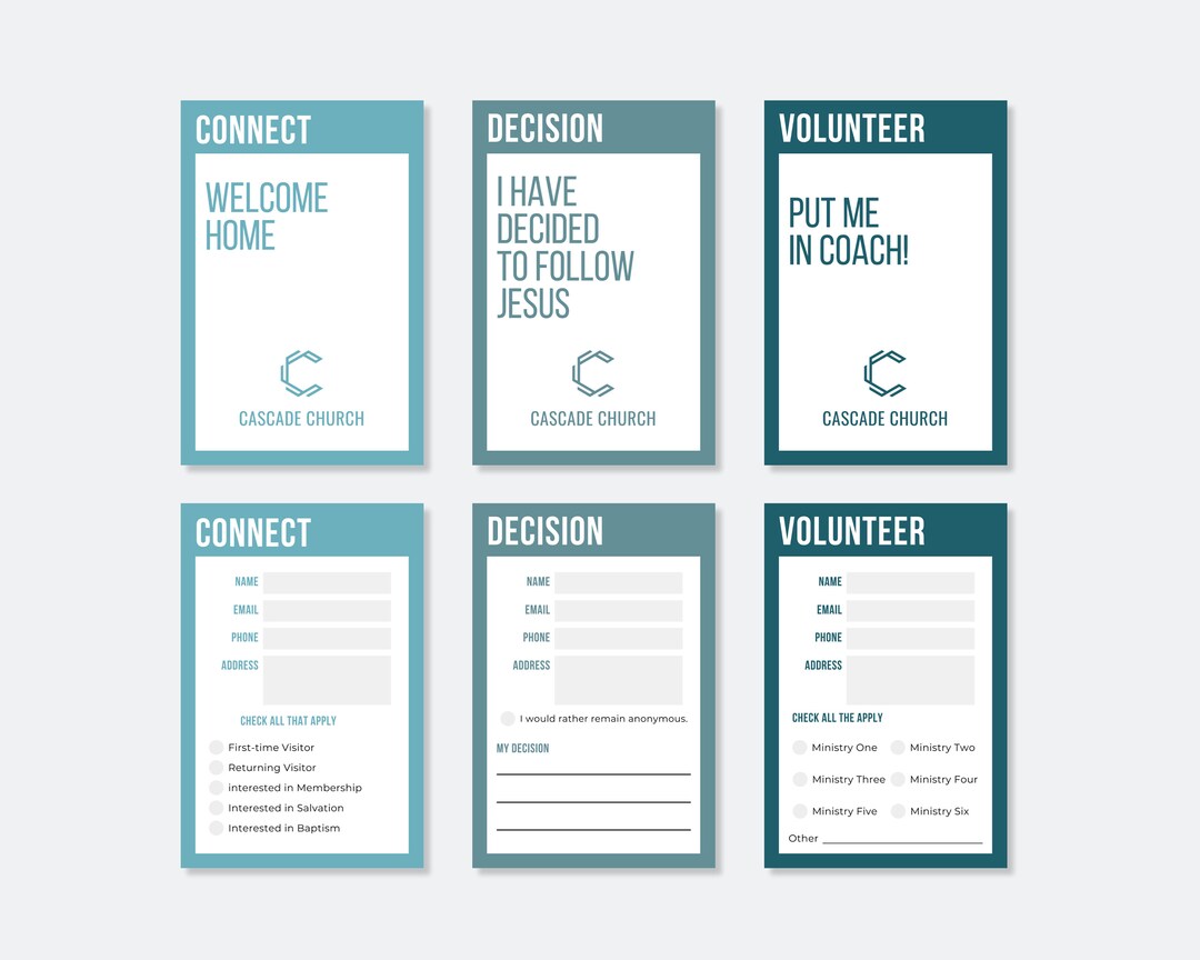 Church Connection Card Template Church Connection Card Set Church Canva ...