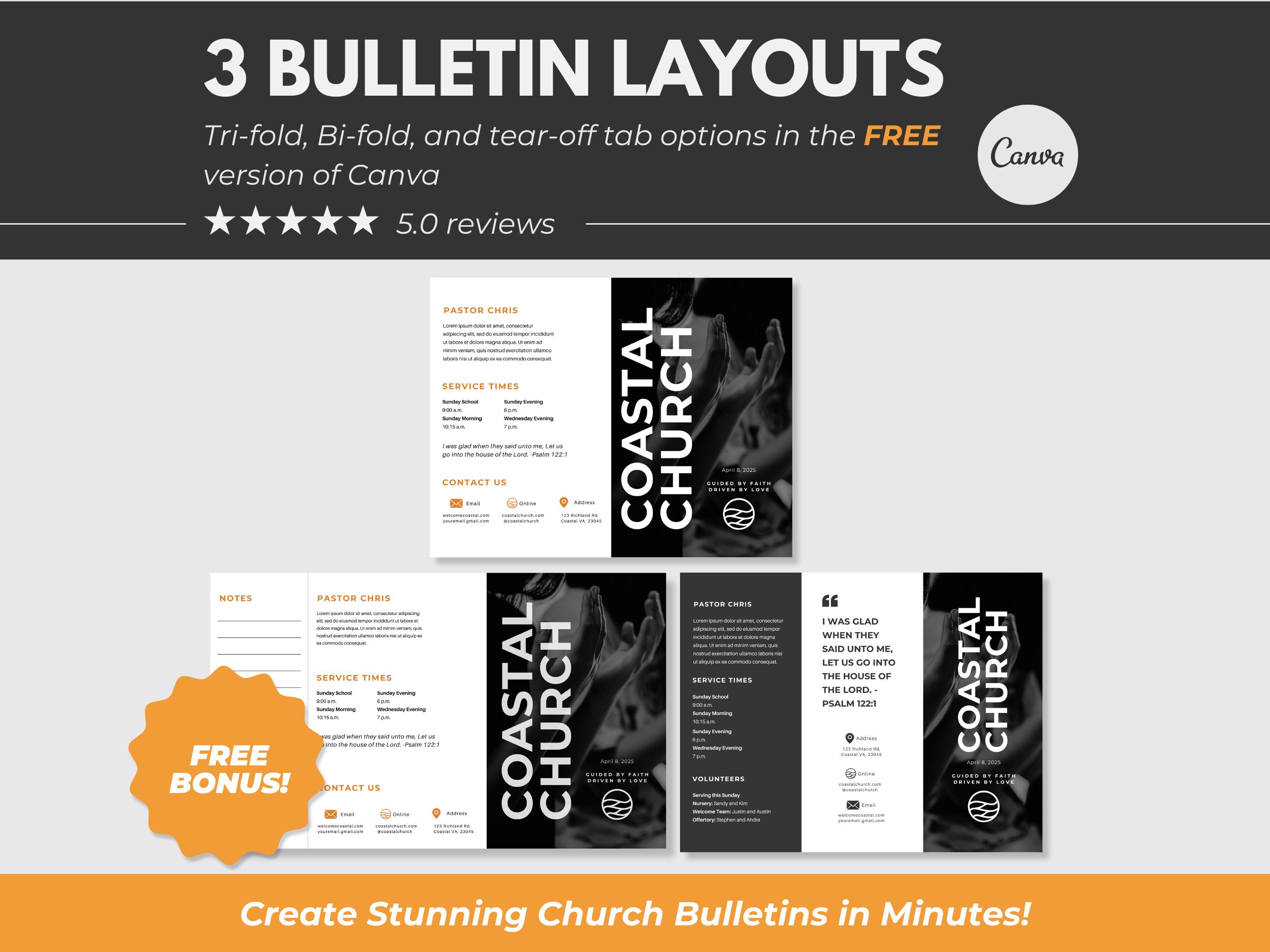 Modern Church Bulletin Bundle Canva Church Templates Editable Church ...