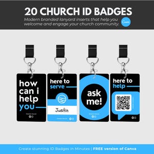 Church Volunteer ID Template in Canva, Lanyard Badge Template for ...
