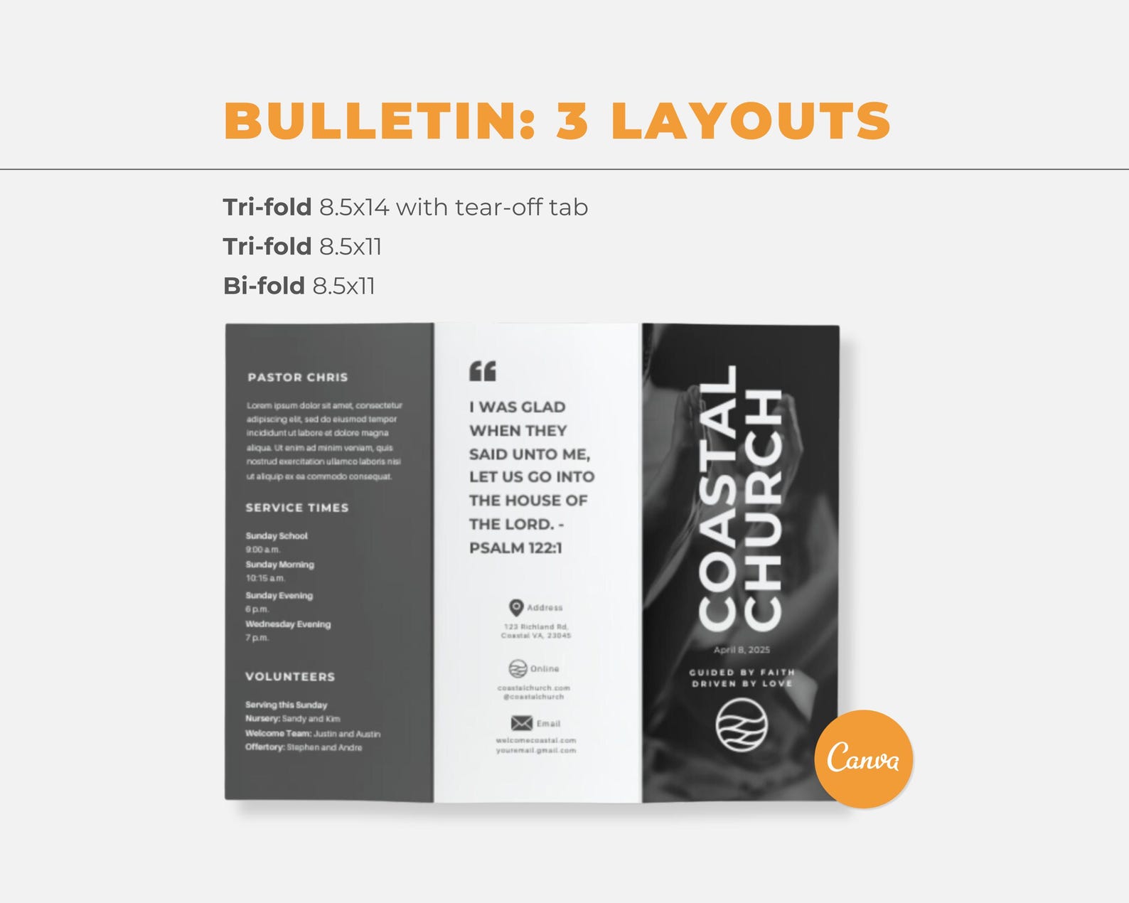 Church Bulletin Template Canva Church Template Editable Church Bulletin ...