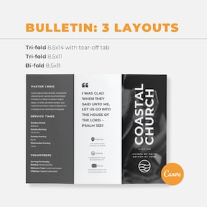 Church Bulletin Template Canva Church Template Editable Church Bulletin ...
