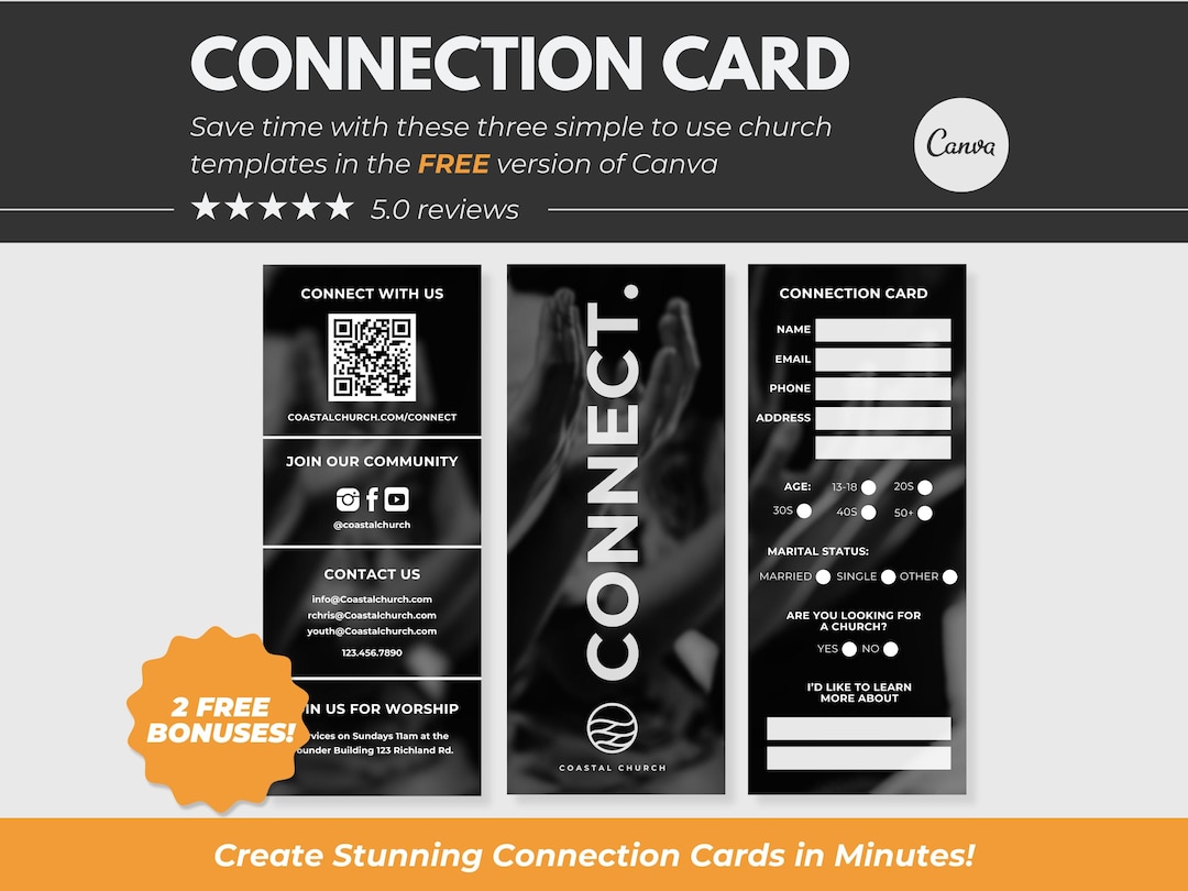 Church Connection Card Template Church Canva Template Church Templates ...