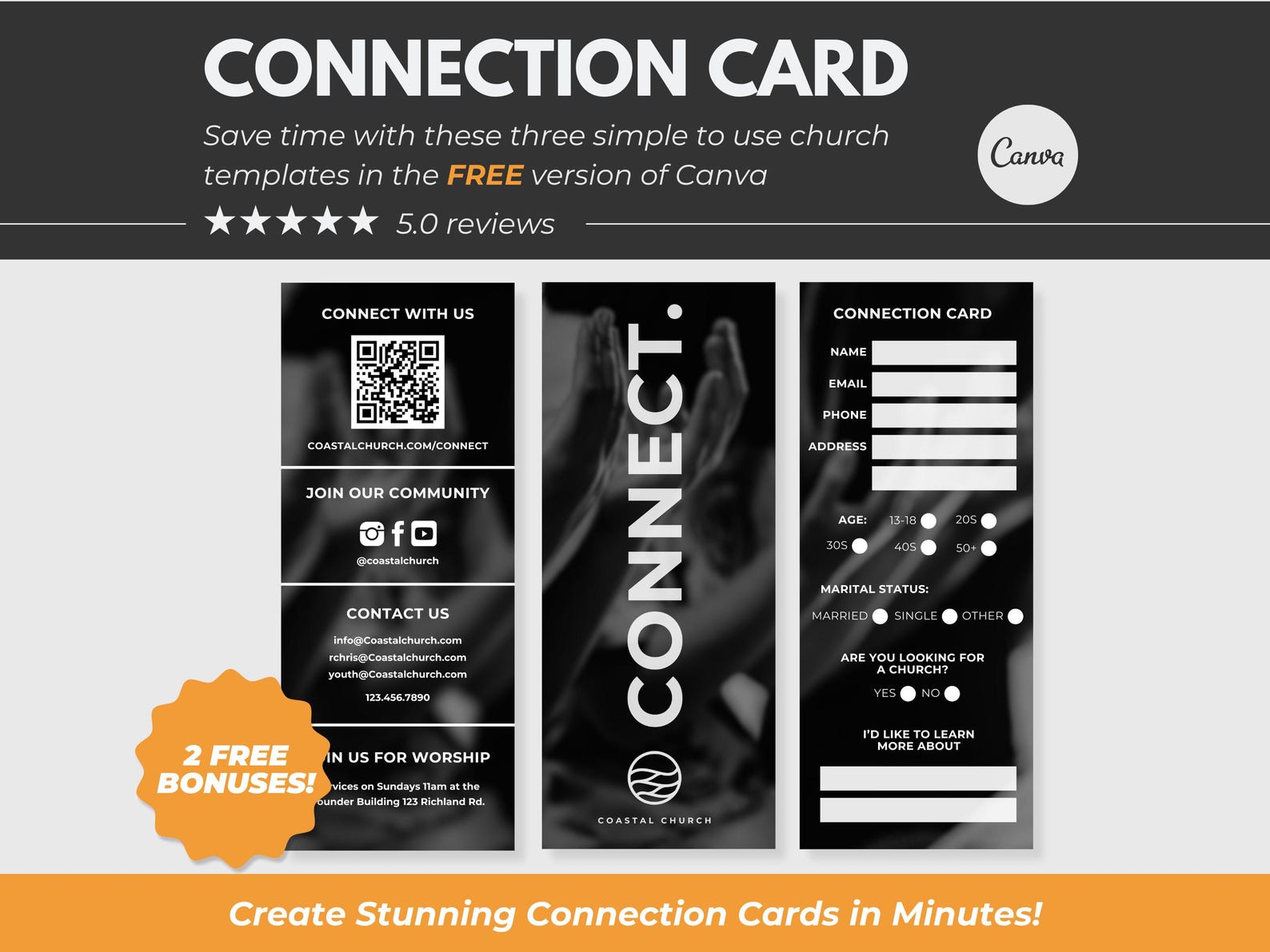 Church Connection Card Template Church Canva Template Church Templates ...