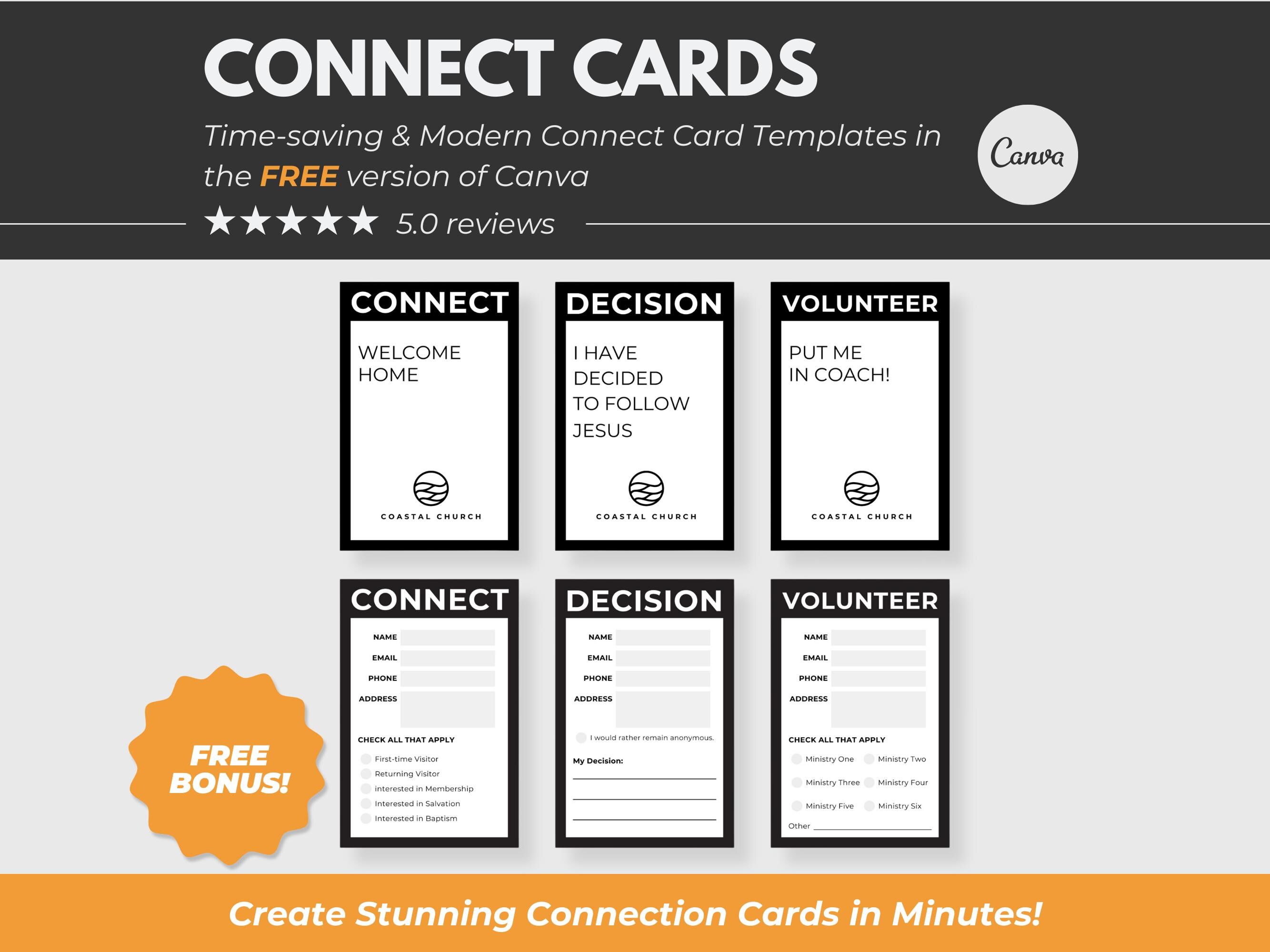 Church Connection Card Template Church Connection Card Set Church Canva ...