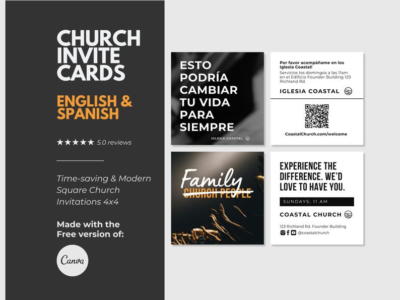 English & Spanish Church Flyer Template Square Church Templates Church ...