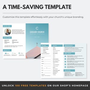 Modern Church Bulletin Template Canva Church Editable Church Bulletin ...