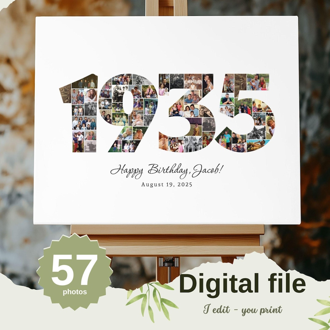 Born in 1935 Photo Collage, 90th Birthday Gift, Born in 1935 Gift, Born ...