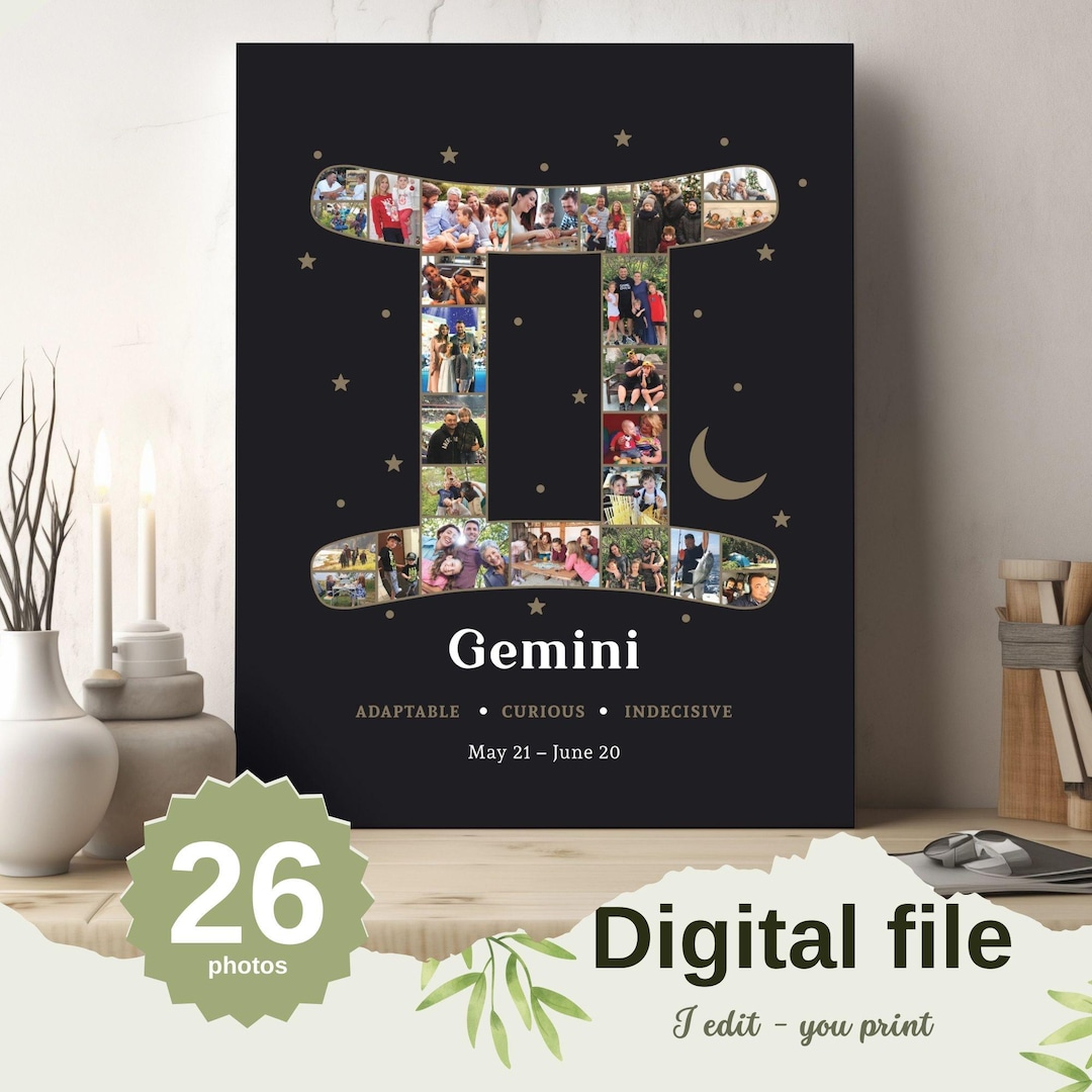 Gemini Zodiac Photo Collage, Gemini Gift, Zodiac Sign Gifts, Zodiac ...