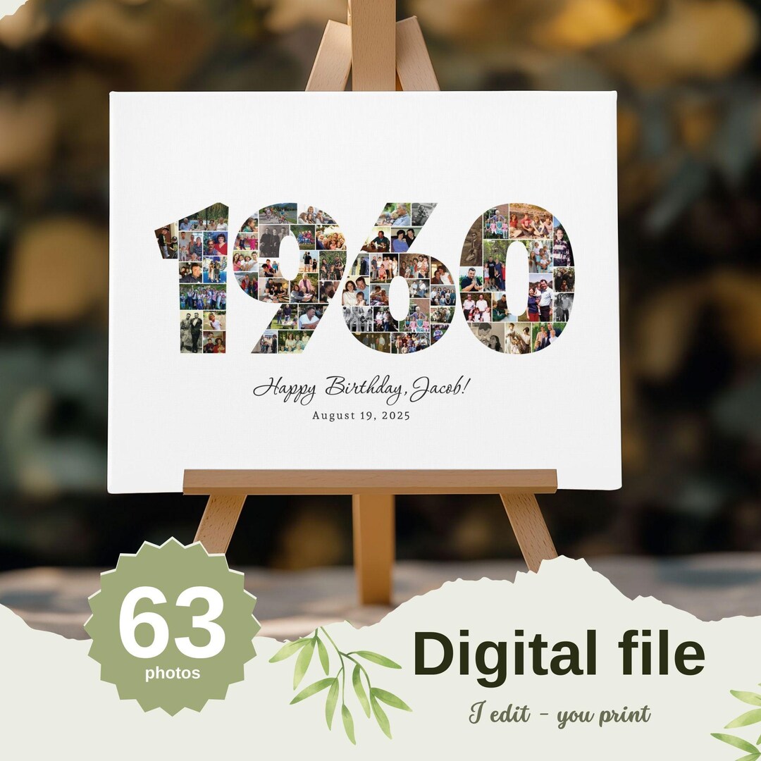Born in 1960 Photo Collage, Born in 1960 Gift, Born in 1960 for Her ...