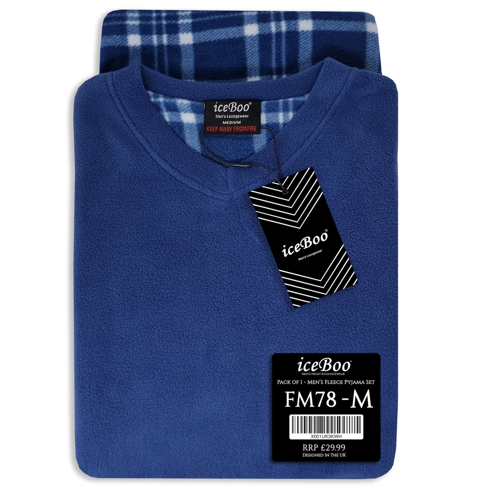 Mens Fleece Pyjamas Set Suit Nightwear Loungewear V Neck Top With ...