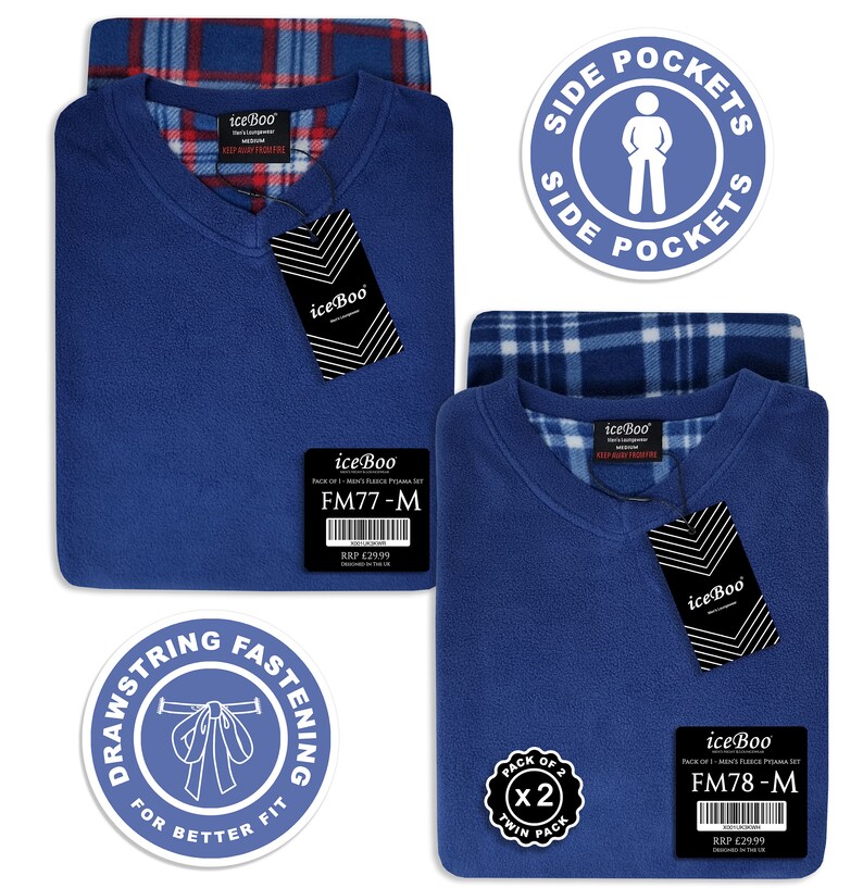 Mens Fleece Pyjamas Set Suit Nightwear Loungewear V Neck Top With ...
