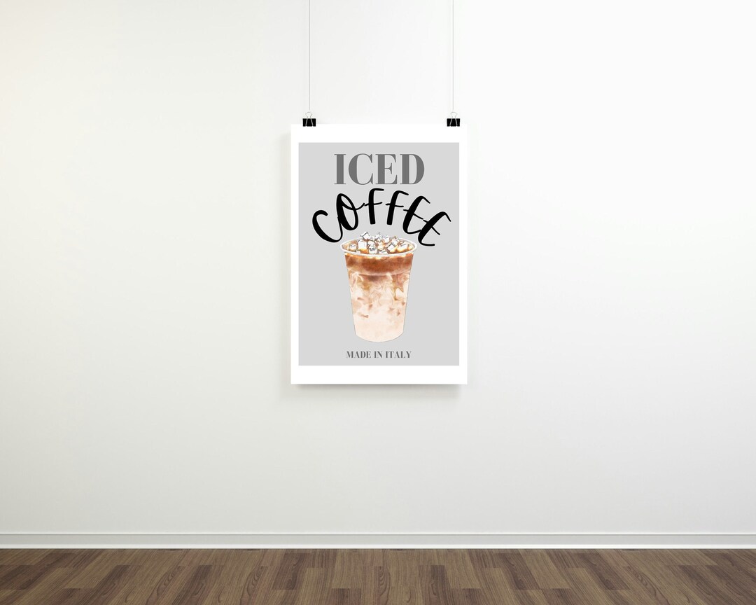 Iced Coffee Art Print | Modern Home Office Decor (digital Download) - Etsy