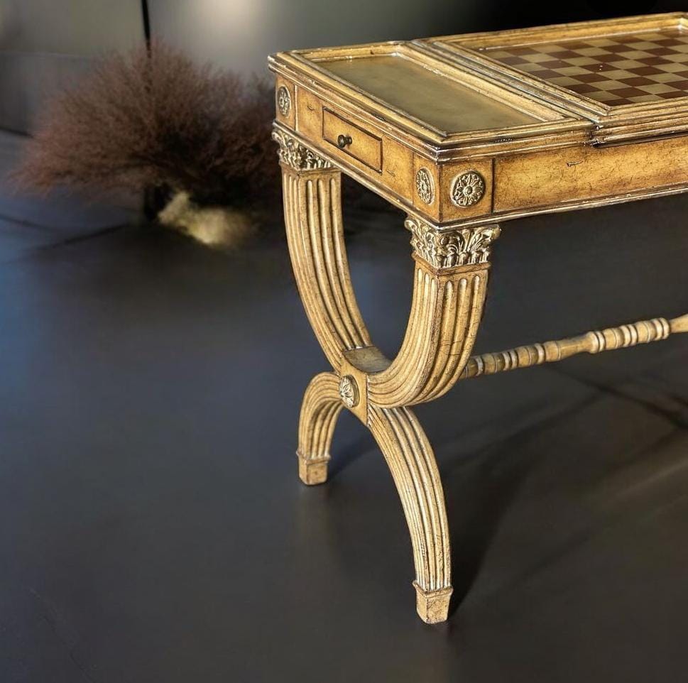Neoclassical Carved Game Table for Chess and Checkers With Stylish ...