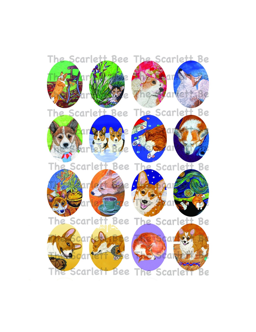 Printable Pembroke Welsh Corgi Dog Dogs Corgis Digital Collage - Etsy
