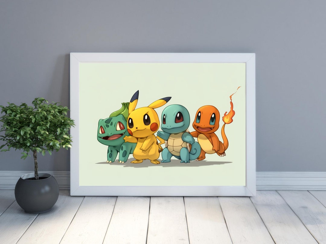 Pokemon Starters, Pikachu Gang, Anime Poster, Printable Art, Bedroom ...