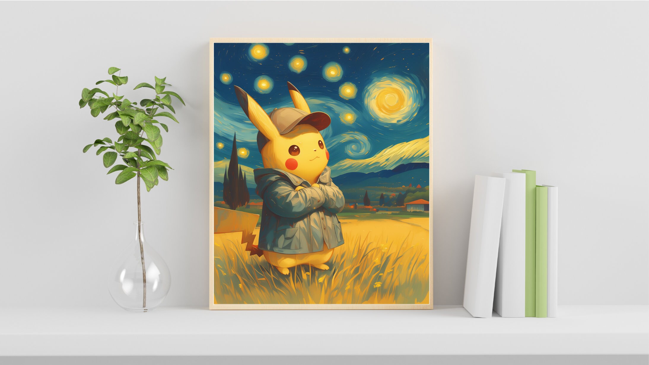 Pikachu and Mimikyu Pokemon Bundle, Van Gogh, Anime Poster, High ...