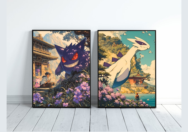 Gengar, Lugia Pokemon, Bundle, Anime Poster, High Quality, Printable ...