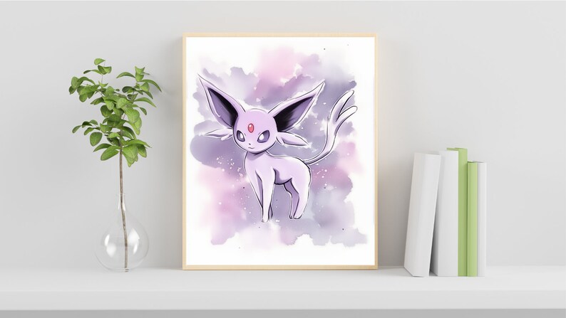 Espeon Pokemon, Anime Poster, High Quality, Printable Wall Art, Bedroom ...