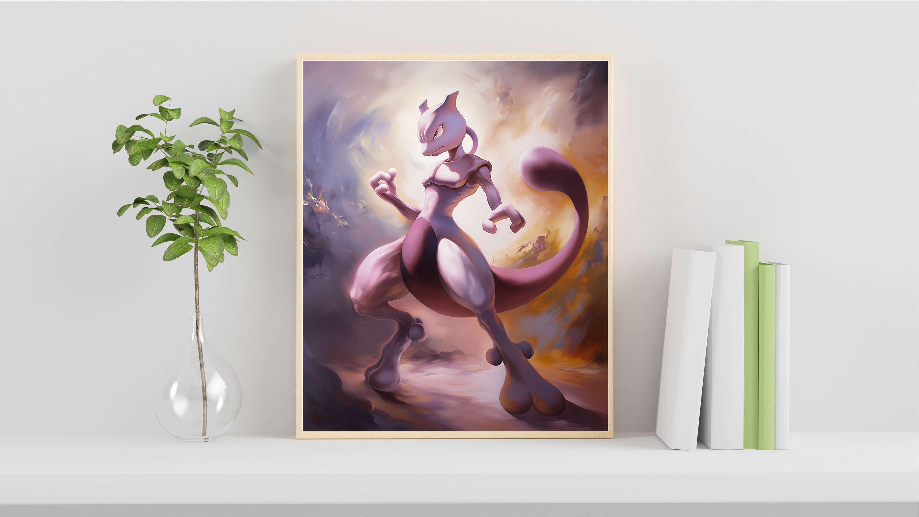 Mewtwo Pokemon, Anime Poster, High Quality, Printable Wall Art, Bedroom ...