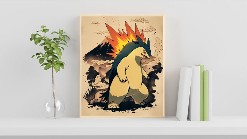 Typhlosion Pokemon, Anime Poster, High Quality, Printable Wall Art ...