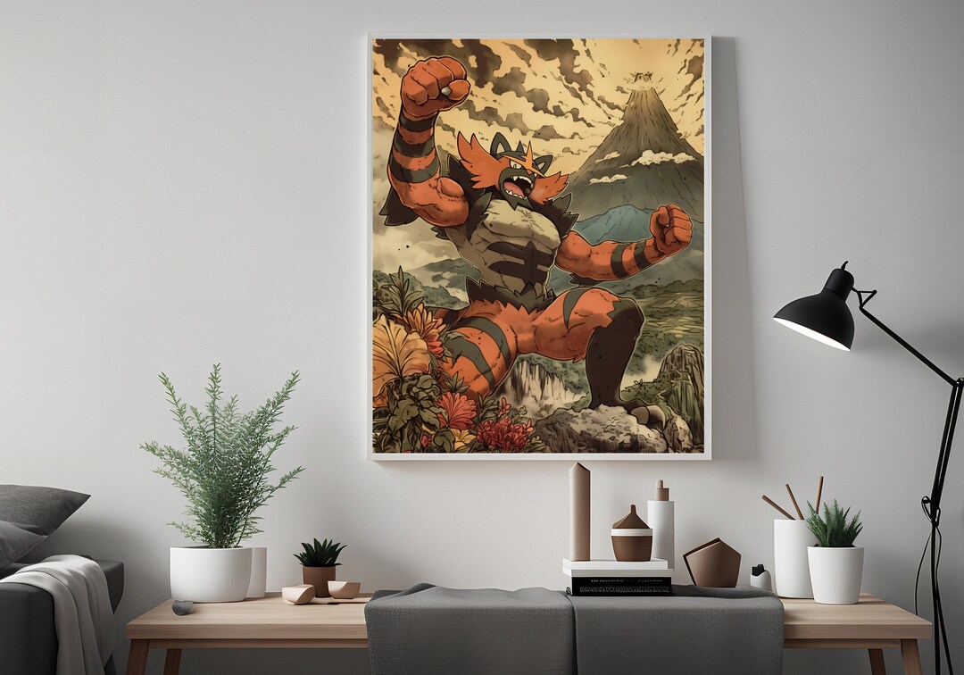 Incineroar Pokemon, Anime Poster, High Quality, Printable Wall Art ...