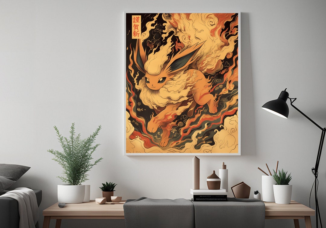 Flareon Pokemon, Anime Poster, High Quality, Printable Wall Art ...