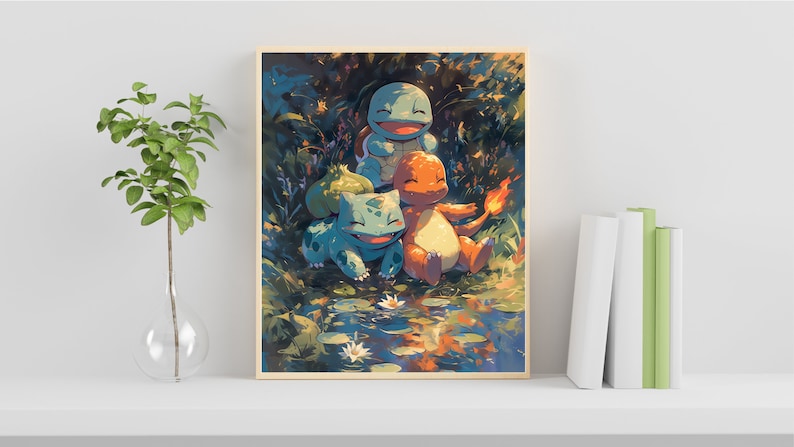 Pokemon Starters Poster, Anime Poster, High Quality, Printable Wall Art ...