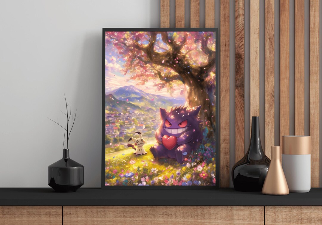 Mimikyu and Gengar Pokemon, Anime Poster, High Quality, Printable Wall ...