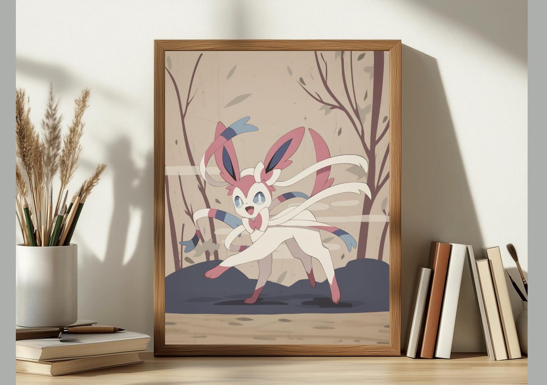 Sylveon Pokemon Poster, Anime, High Quality, Printable Wall Art ...