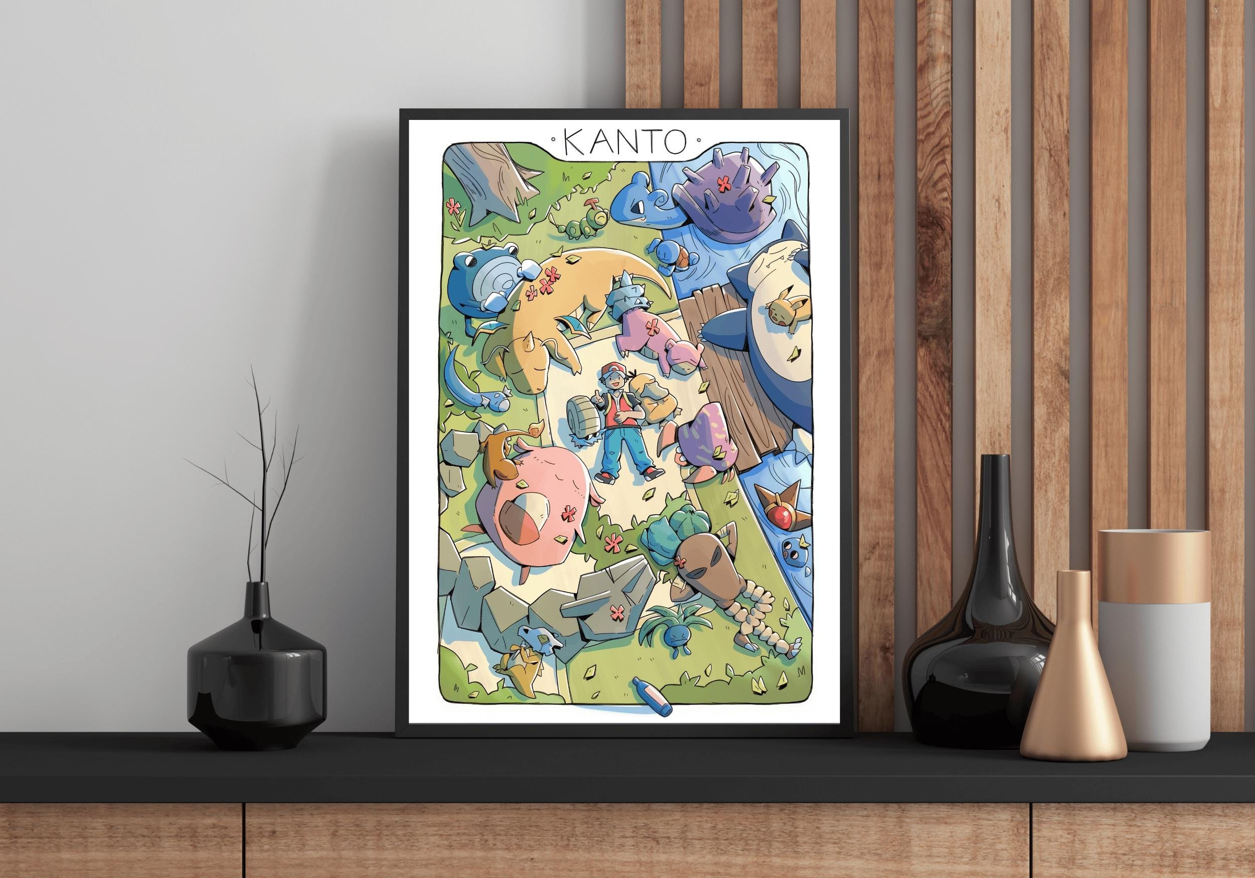 Kanto & Johto Posters, Pokemon Bundle, Anime Poster, High Quality ...
