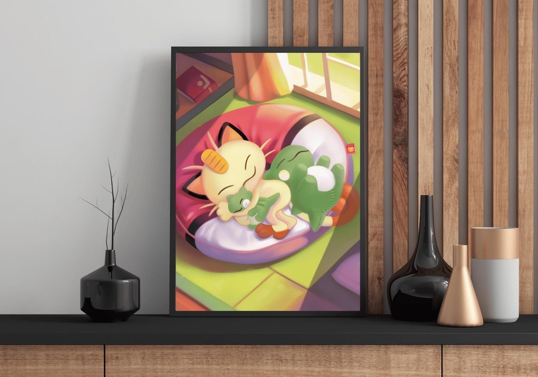Meowth Pokemon, Anime Poster, High Quality, Printable Wall Art, Bedroom ...
