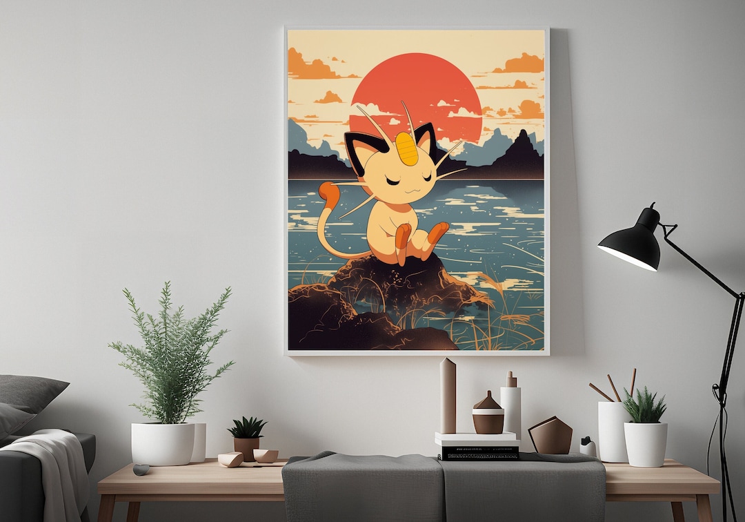 Meowth Pokemon, Anime Poster, High Quality, Printable Wall Art, Bedroom ...