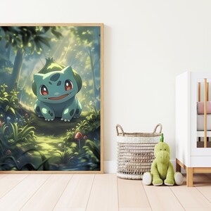 Bulbasaur Poster, Anime, High Quality, Printable Wall Art, Bedroom Wall ...