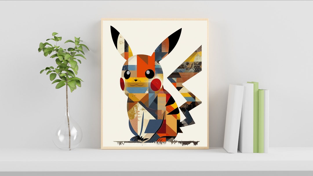 Pikachu Art Print: Geometric Anime Poster (digital Download) - Etsy