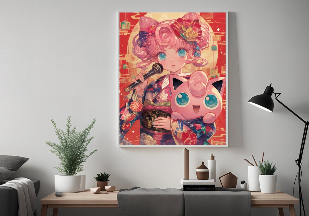 Anime Girl and Jigglypuff Poster: Japanese Home Decor (digital Download ...