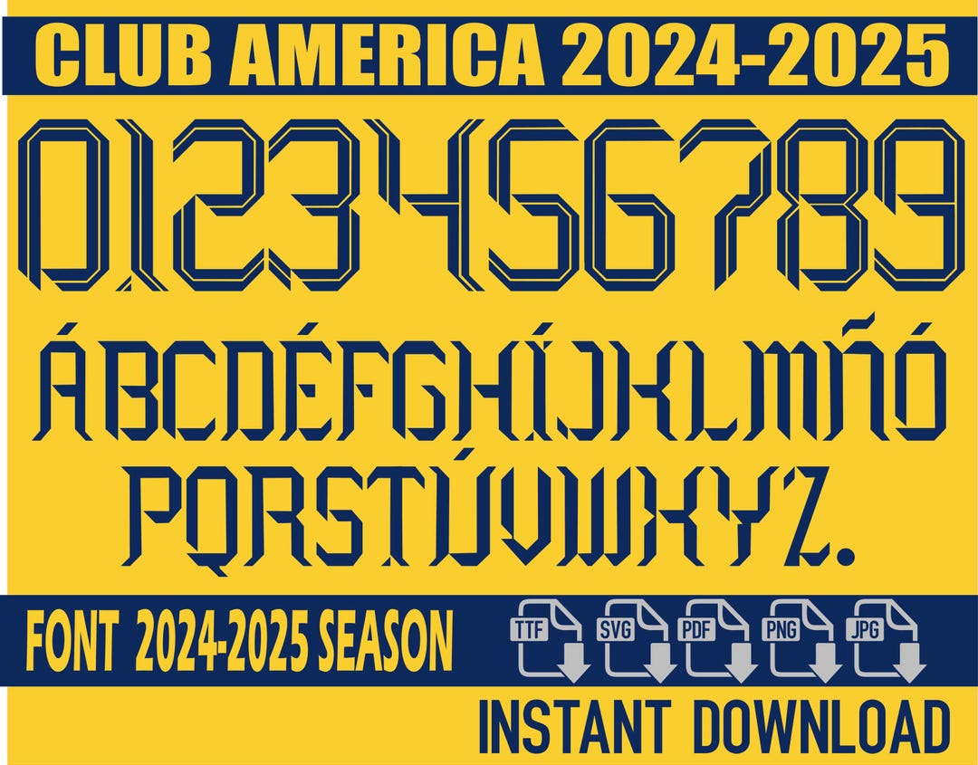 America (mexico) Font 2024-2025 – Digital Download for Shirts, Names ...