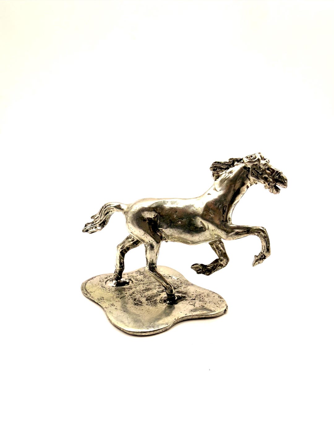 Silver Miniature Galloping Horse on a Platform | Silver 800 | Detailed ...