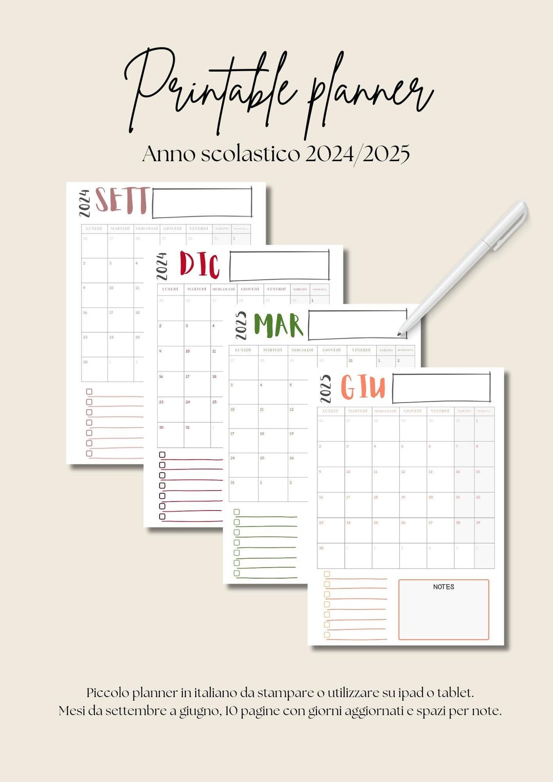 Monthly School Planner Year 2024/2025 - Etsy