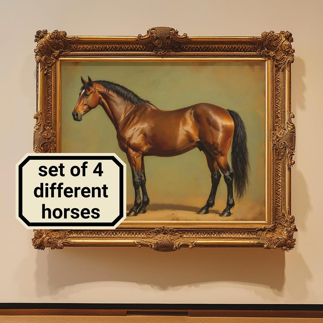 Horse Wall Art, Vintage Equestrian Prints Instant Digital Download Set ...