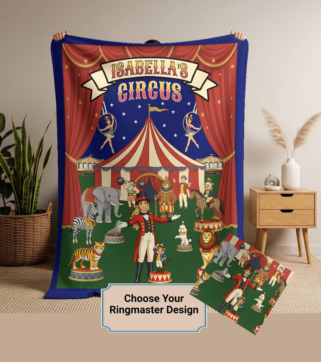 Personalized Circus Blanket, Ringmaster Design, Plush or Sherpa - Etsy
