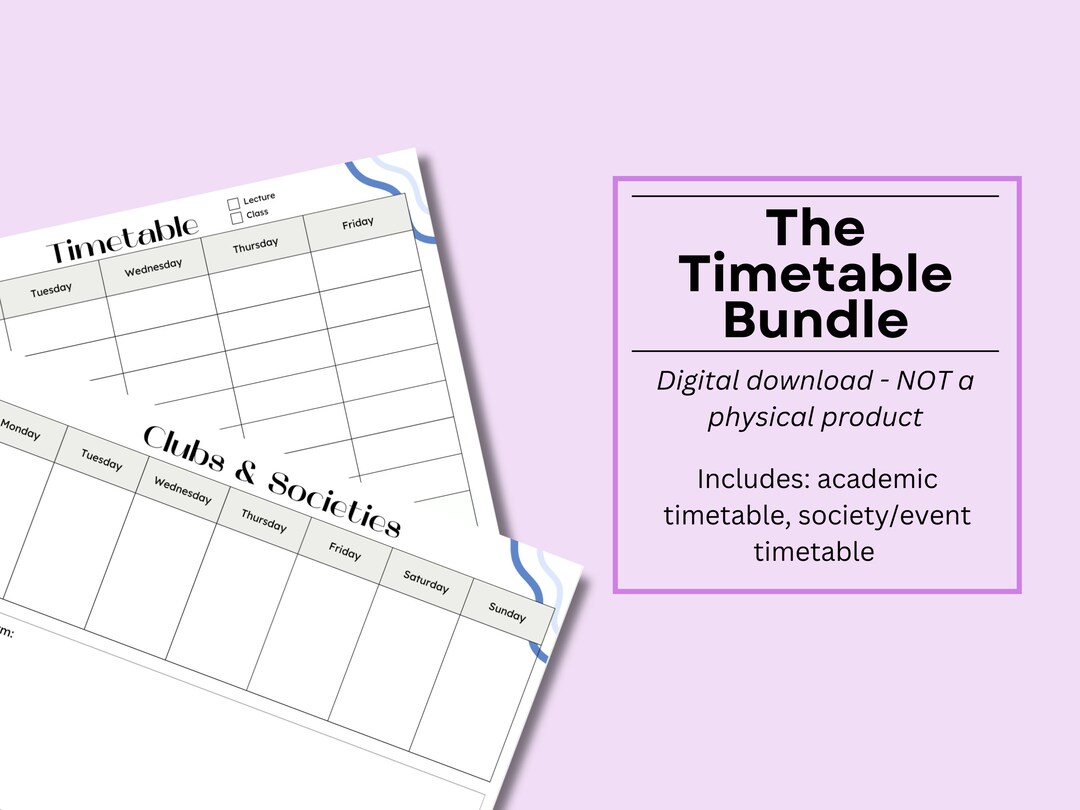The Timetable Bundle | A4 Printable PDF - Etsy