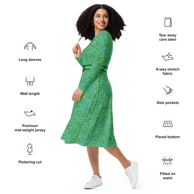 Green Dress With Flowers Disgust Cosplay Halloween Costume Pixar Inside ...