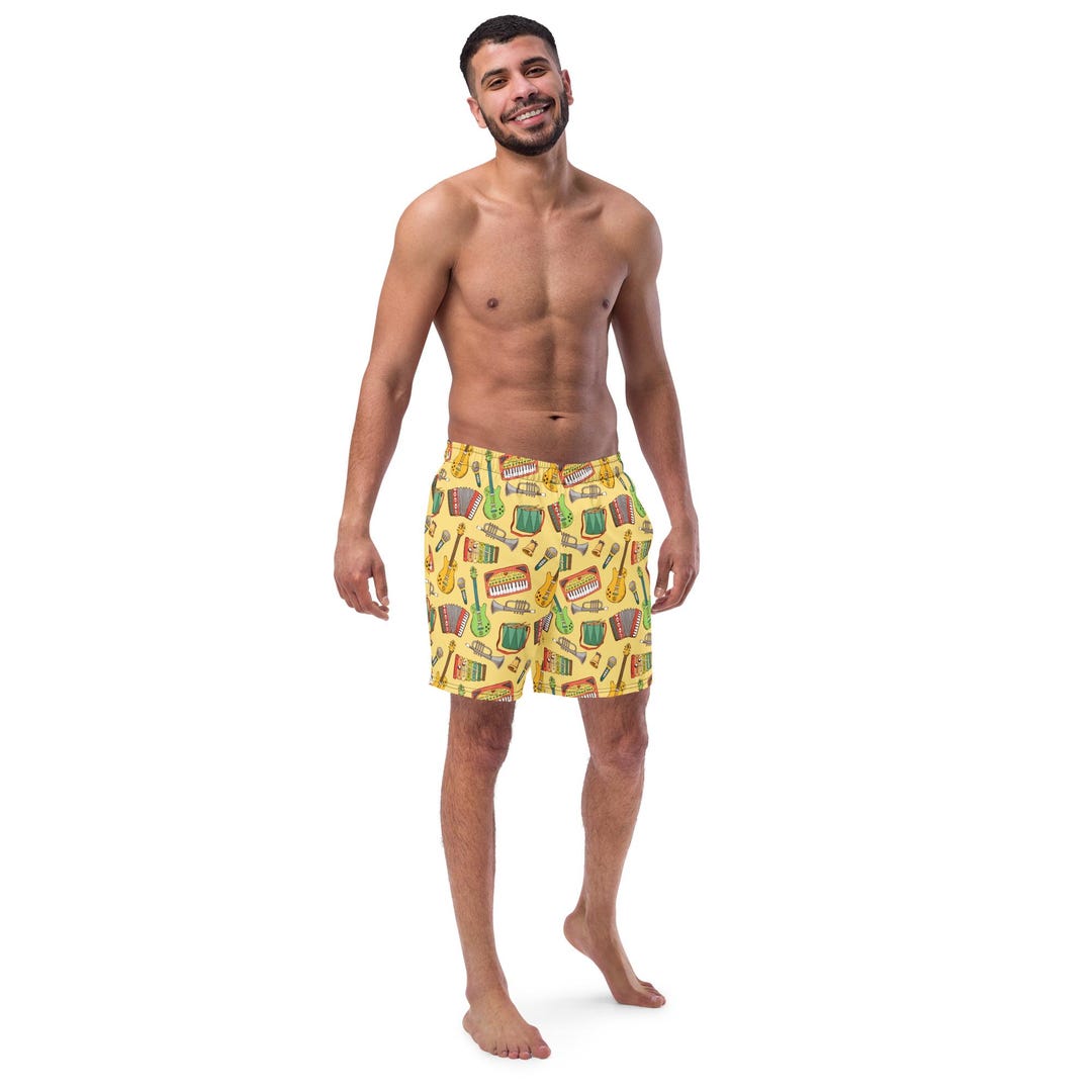 Men's Swim Trunks With Musical Instrument Pattern - Etsy