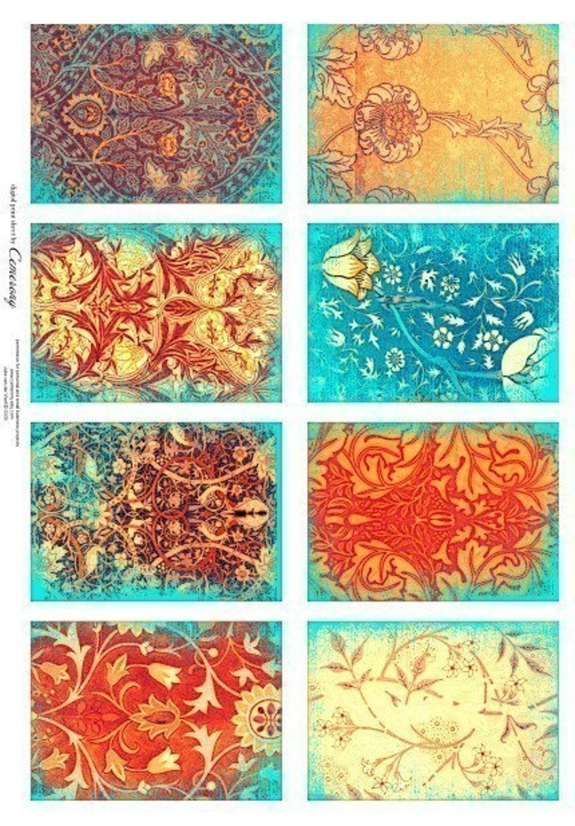 ATC ACEO Backgrounds Digital Collage Print Sheet No180 - Etsy