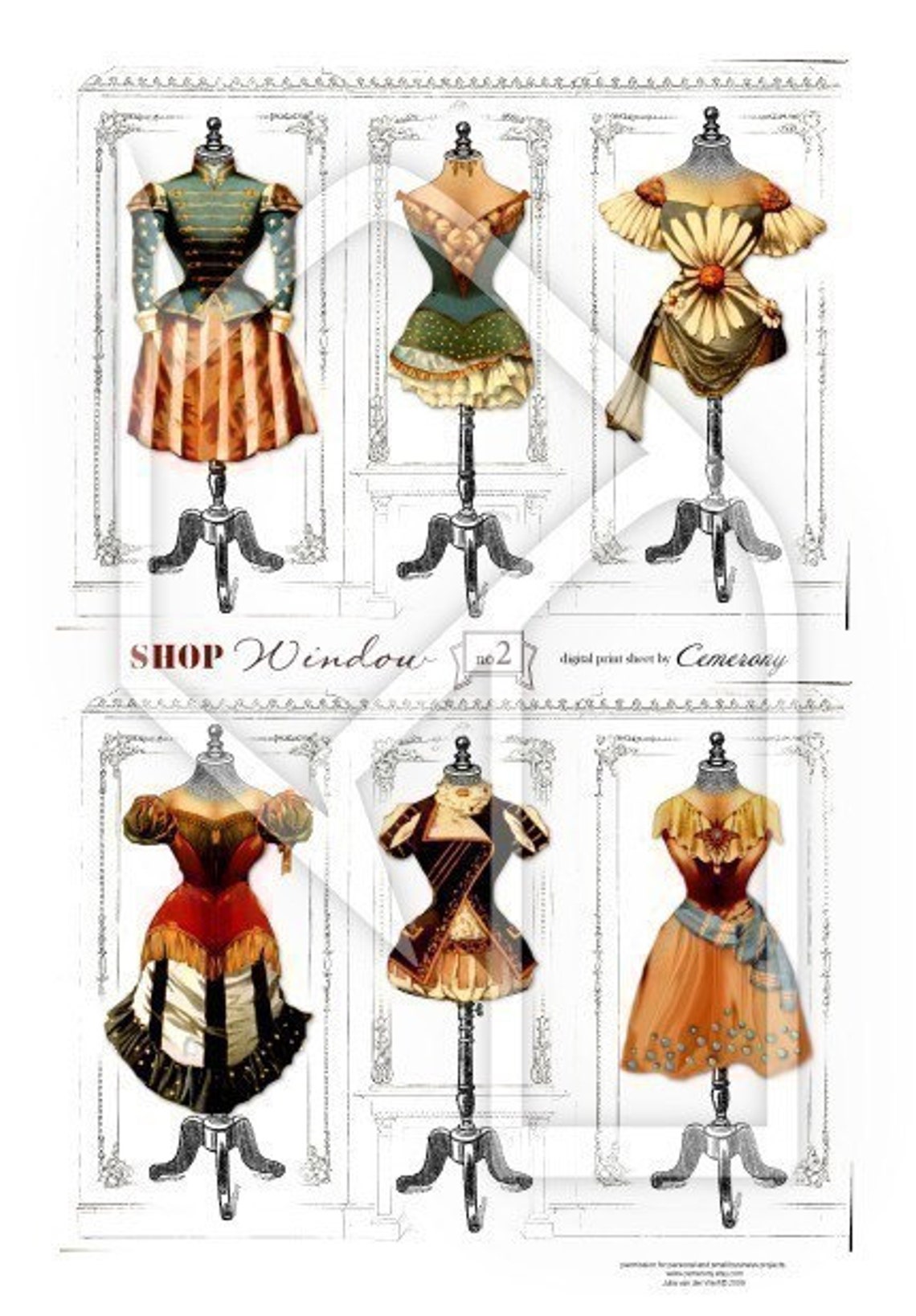 Dress Forms Theatre Costumes Digital Collage Print Sheet No121 - Etsy