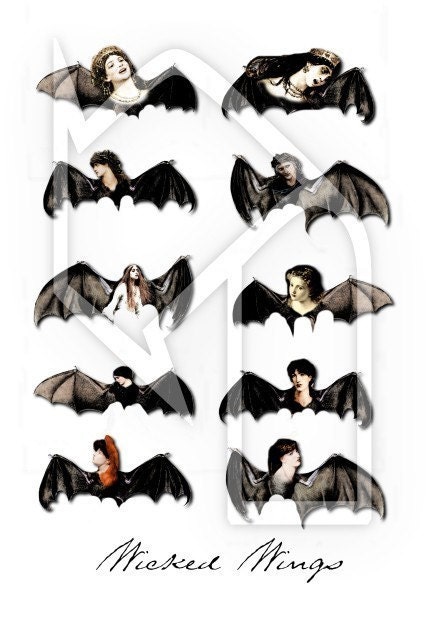 Halloween Wings... Digital Collage Print Sheet No136 - Etsy