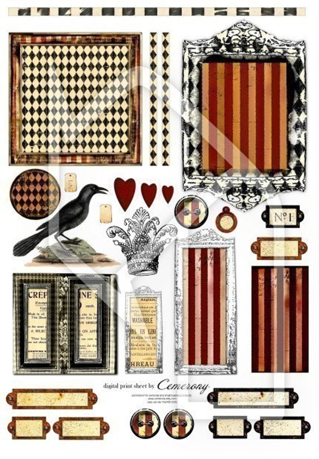 Labels , Frames and Backgrounds Digital Collage Print Sheet No146 - Etsy